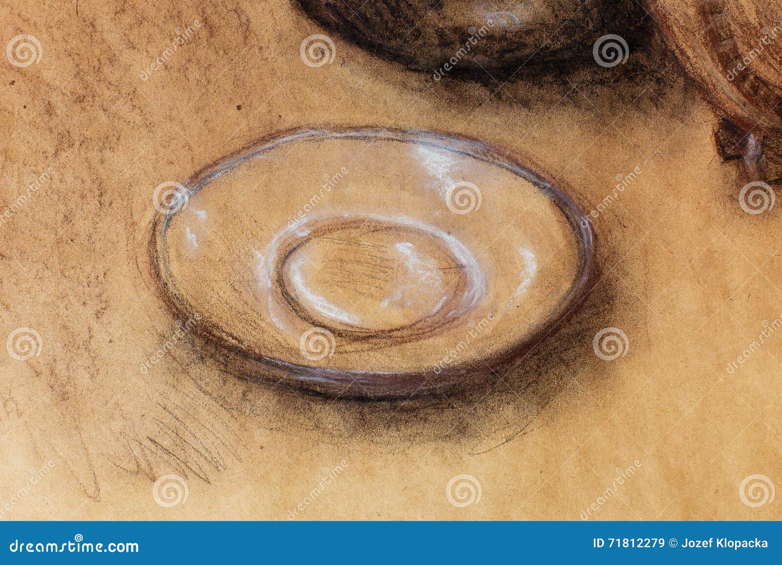 Drawing Plate on Paper. Original Hand Draw. Stock Illustration ...