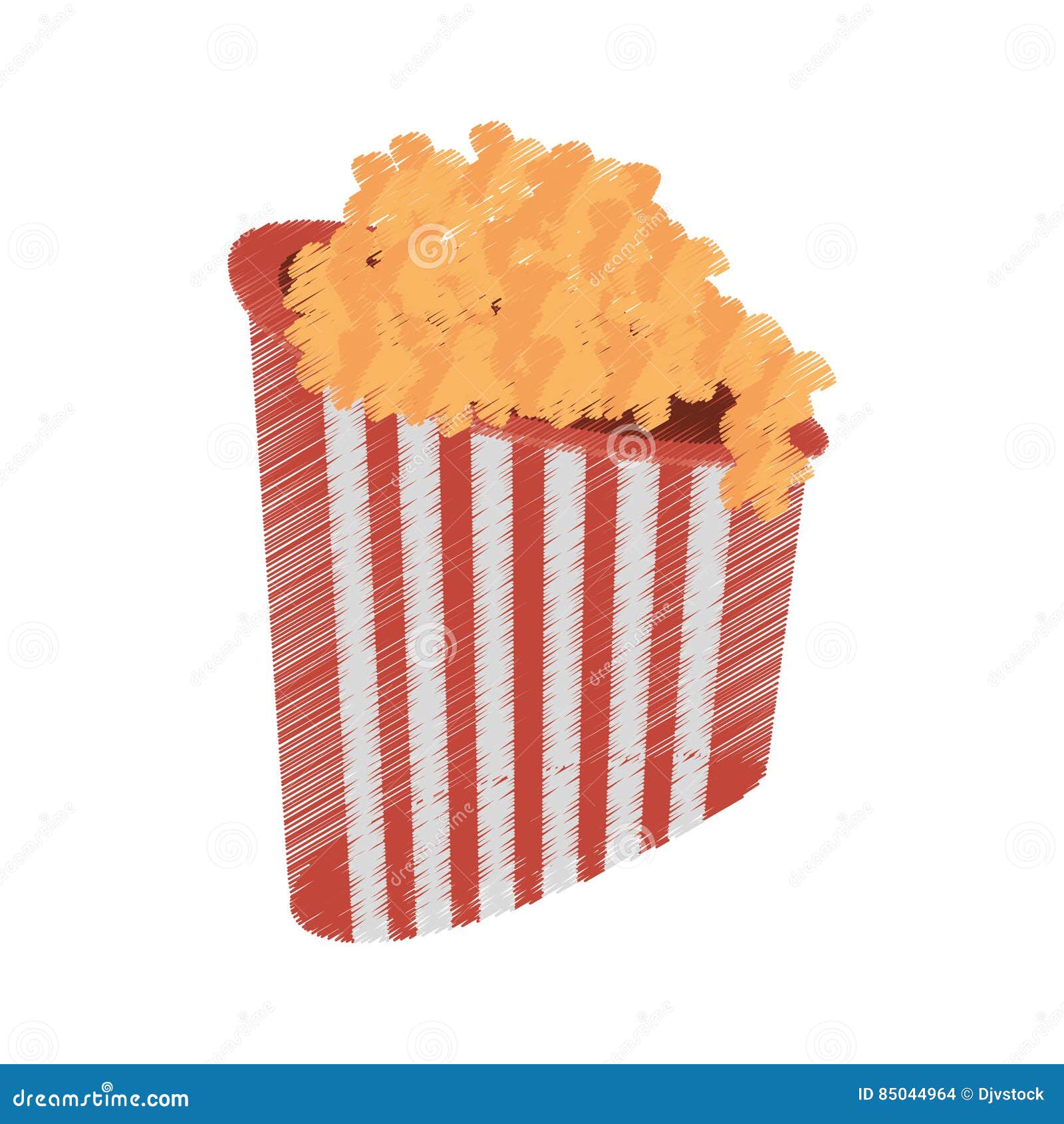 Drawing Pop Corn Box Cinema Food Stock Illustration - Illustration of ...