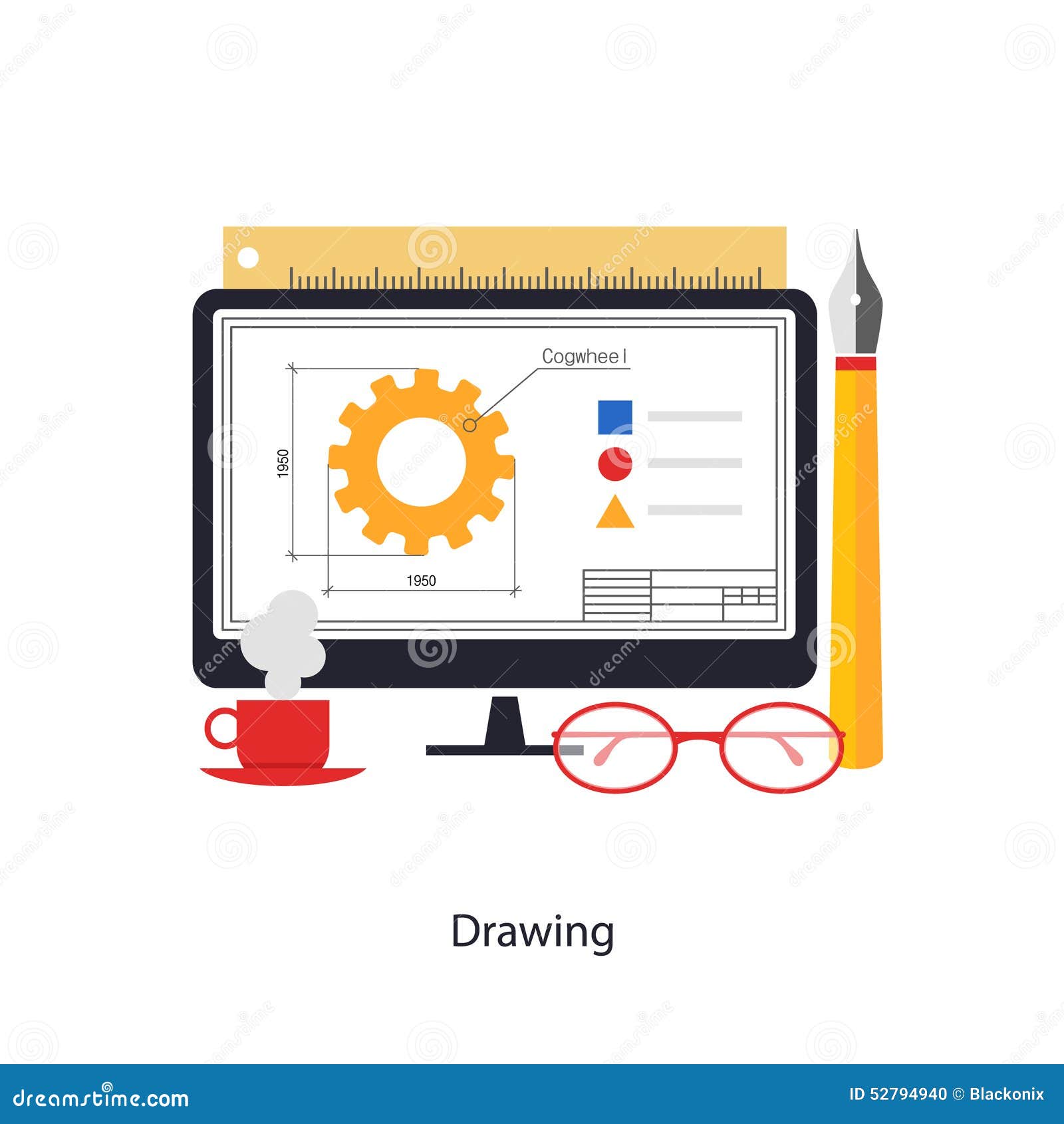 Drawing process stock illustration. Illustration of plan - 52794940