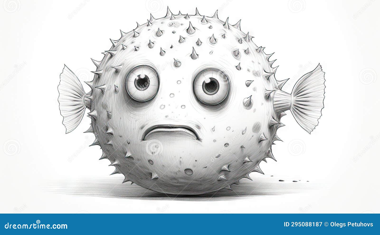 A Drawing of a Puffer Fish with a Sad Face. Generative Ai Stock ...