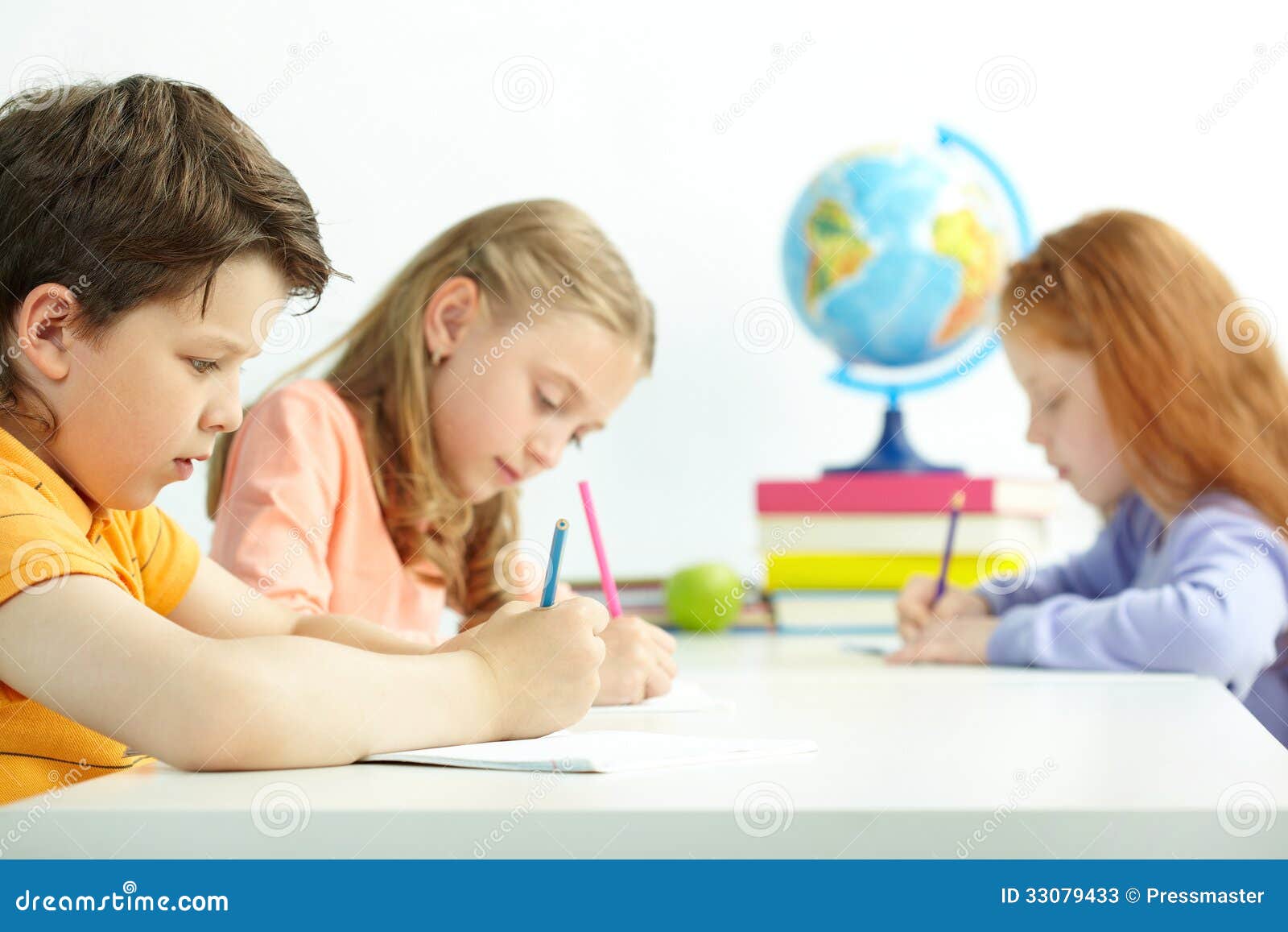 Drawing pupils stock image. Image of crayon, junior, classroom - 33079433