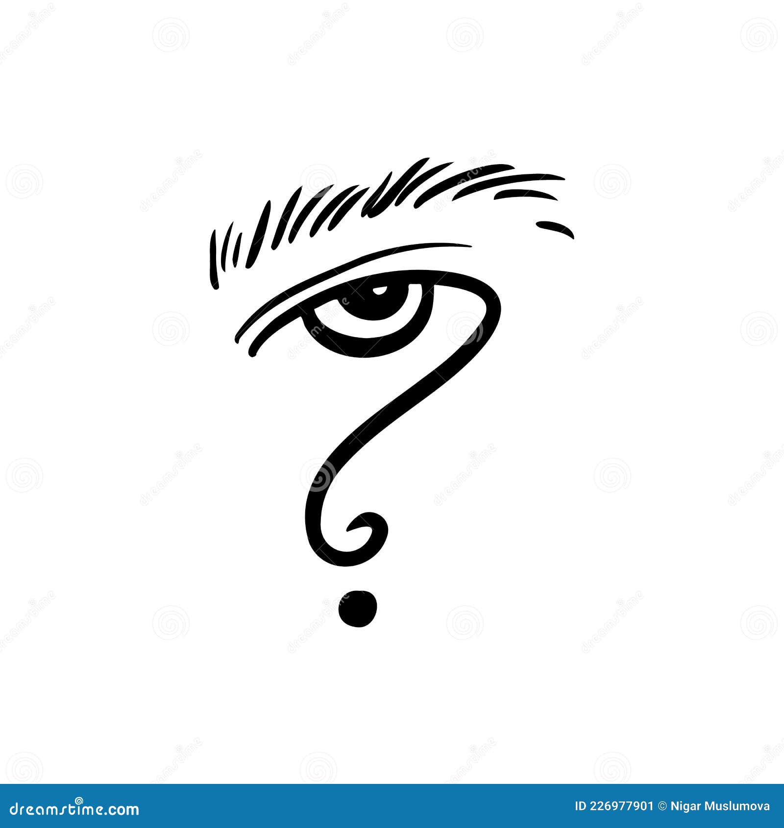 Drawing Question Mark, Eye, Eyebrow Vector Illustration Hand Drawn ...