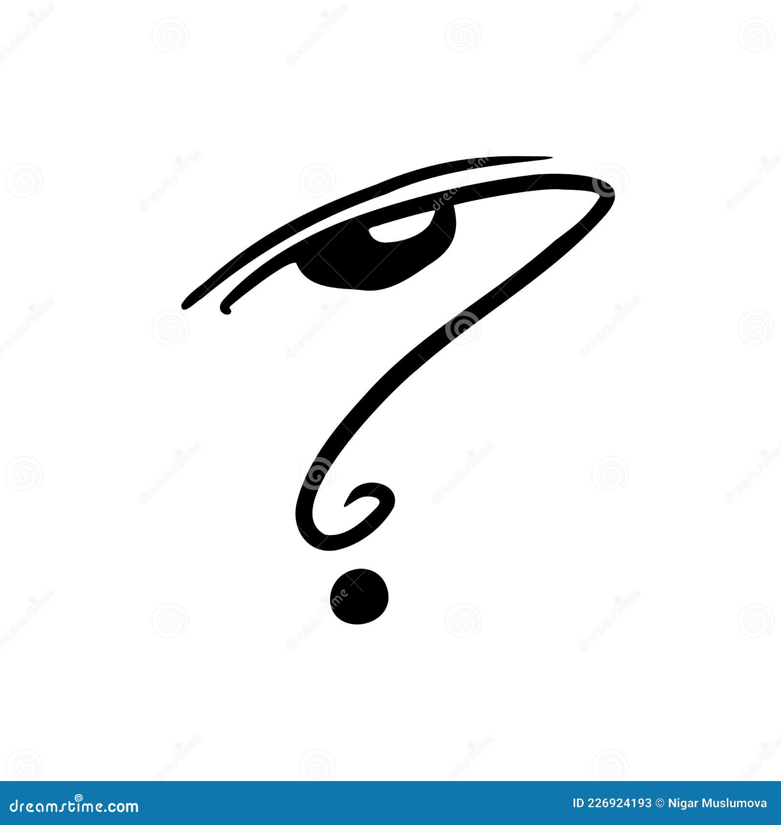 Drawing Question Mark, Eyebrow, Eye Vector Illustration Hand Drawn ...