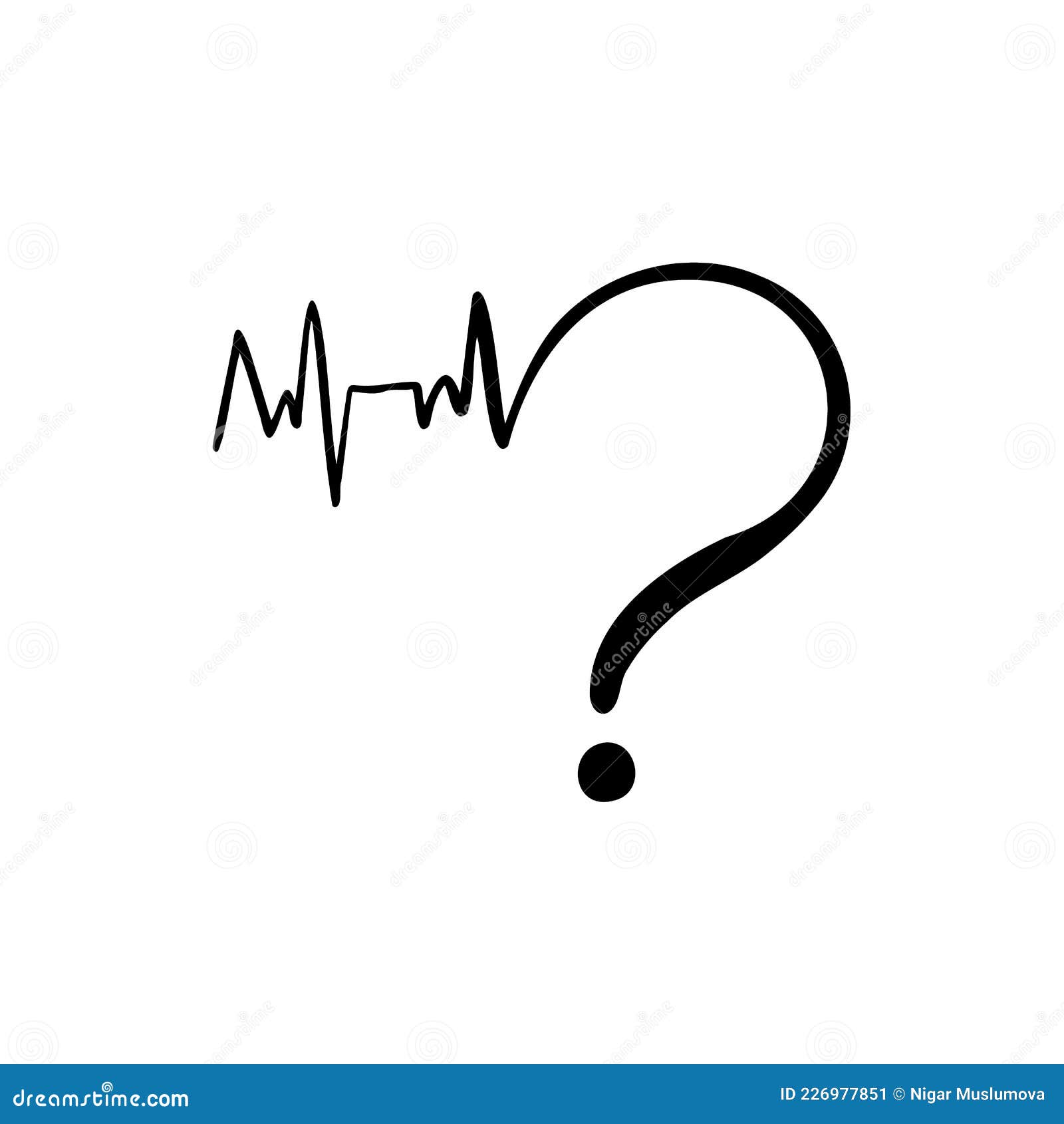 Drawing Question Mark, Heart, Pulse Vector Illustration Hand Drawn ...