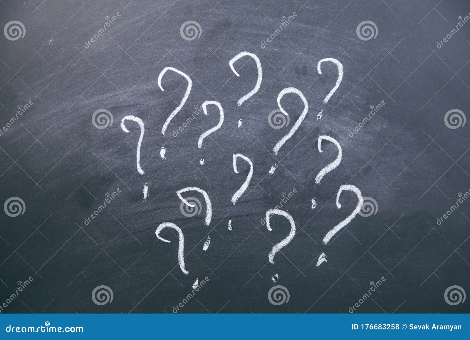 Drawing Question Marks Group on Dark Blackboard Stock Photo - Image of ...