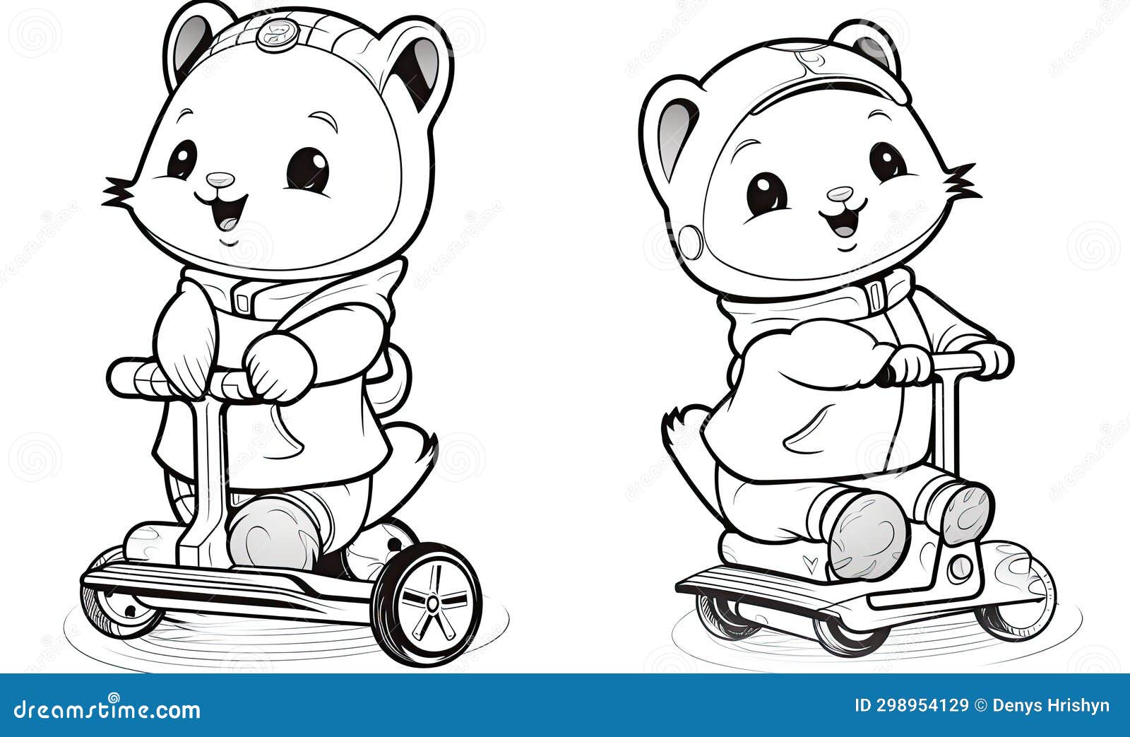 A Drawing of a Rabbit Riding a Scooter Stock Illustration ...