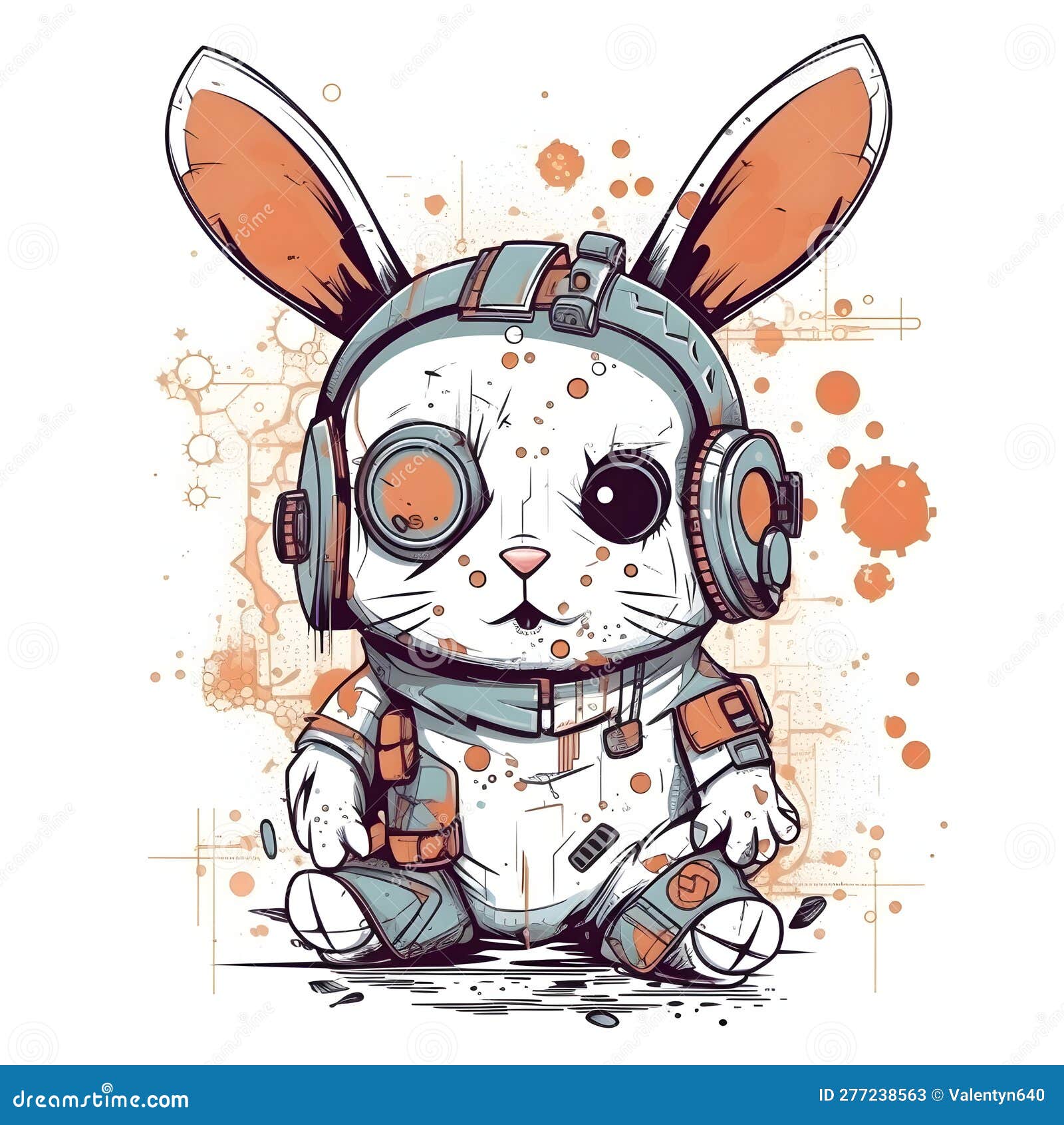 Drawing of Rabbit Wearing Headphones and Wearing Pair of Headphones ...