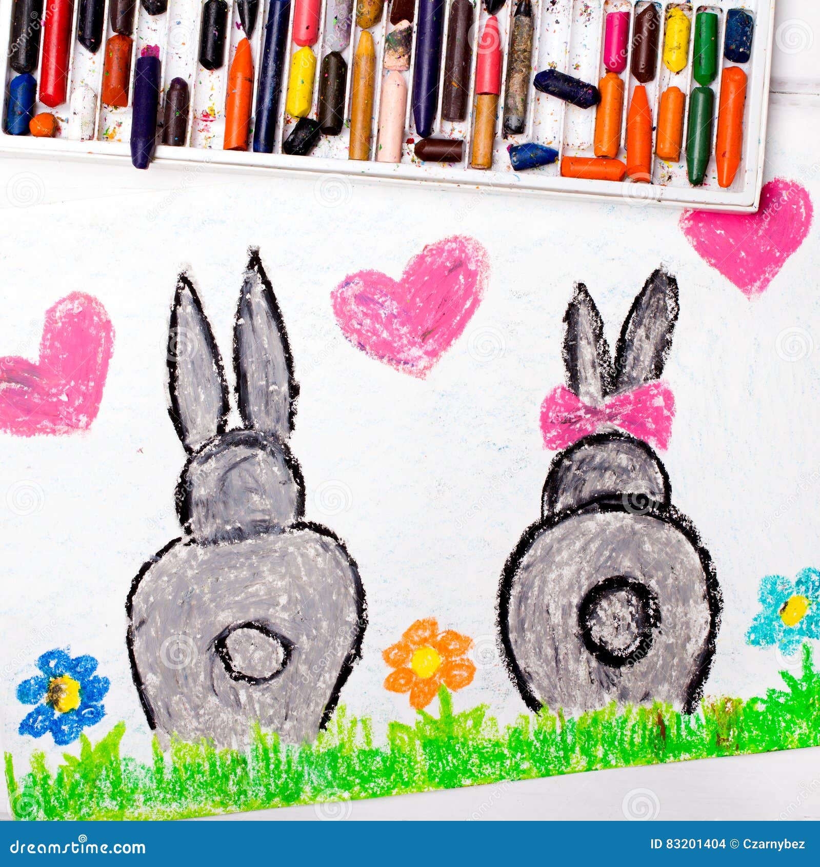 Drawing: rabbits in love stock illustration. Illustration of couple ...