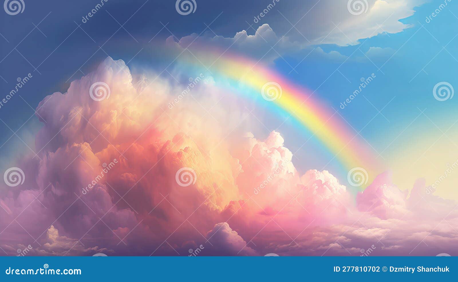 Drawing Rainbow in the Clouds Generative AI Stock Illustration - Illustration of summer, bright ...