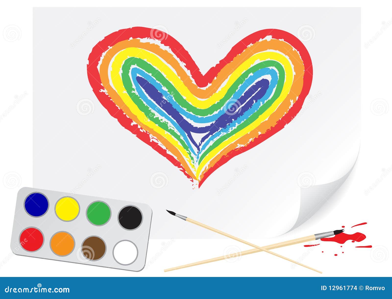 Drawing rainbow heart stock vector. Illustration of plat - 12961774
