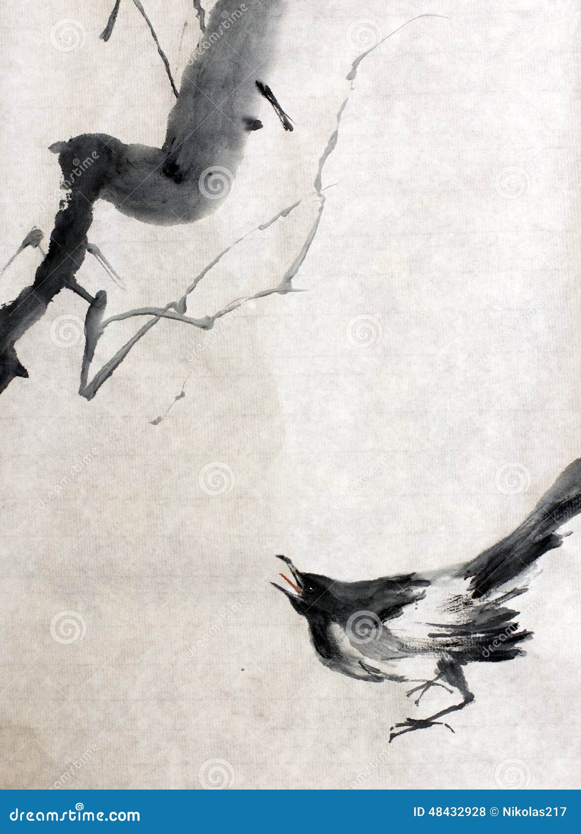 Drawing ravens stock illustration. Illustration of outdoors - 48432928