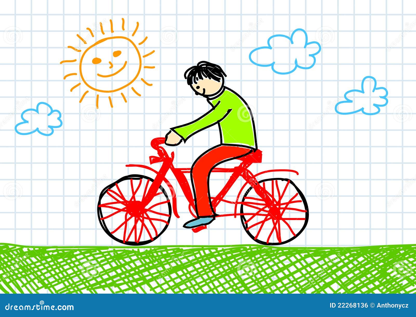 Drawing of red bicycle stock vector. Illustration of biker - 22268136