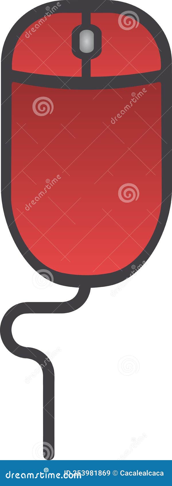 The Drawing of a Red Computer Mouse, a Small Hardware Input Device Used ...