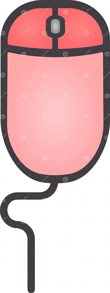 The Drawing of a Red Computer Mouse, a Small Hardware Input Device Used ...
