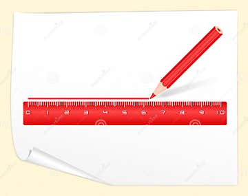 Drawing Red Line Pencil Rule Stock Vector - Illustration of scale ...
