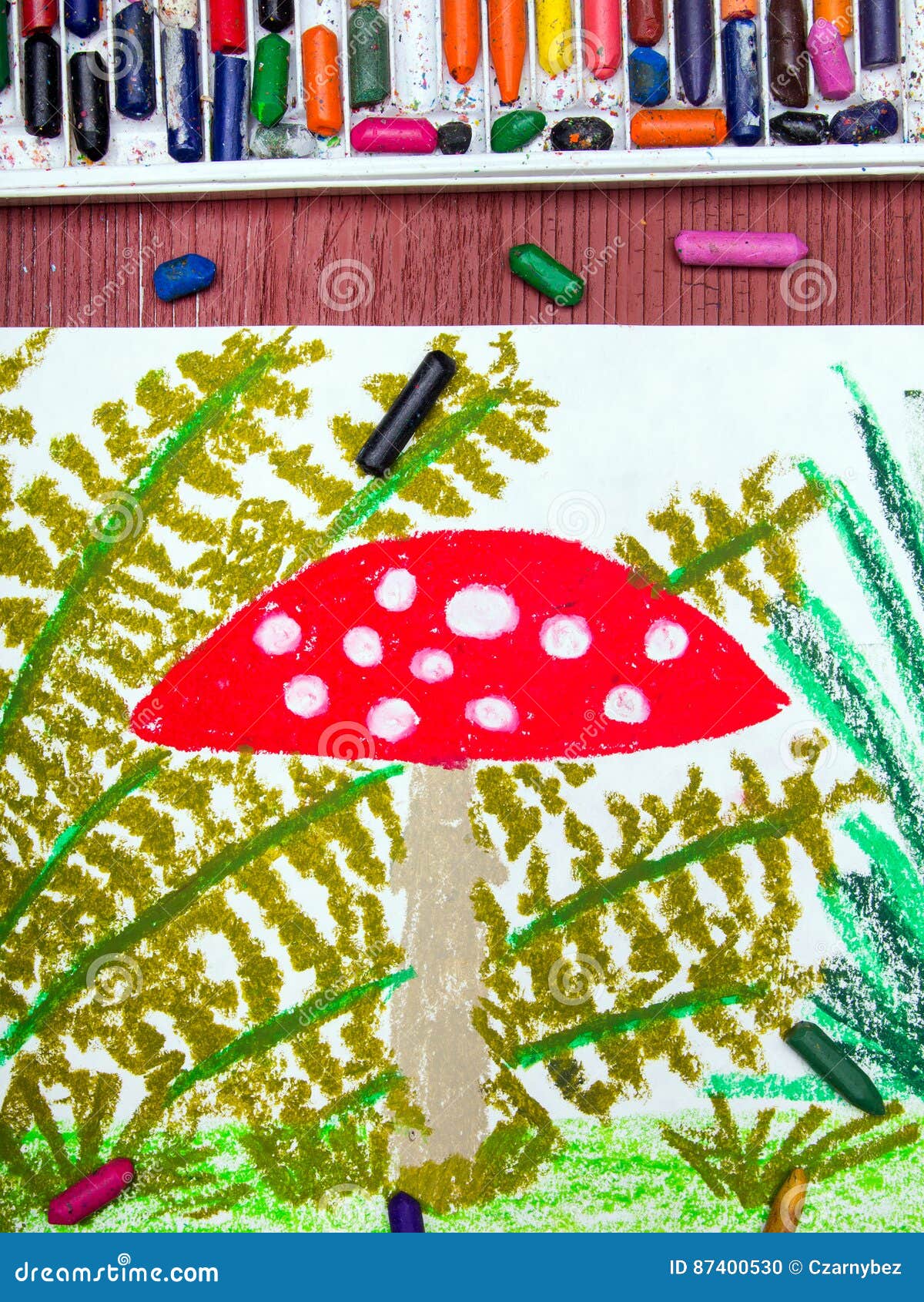 Drawing: Red Toadstool in the Grass Stock Illustration - Illustration ...