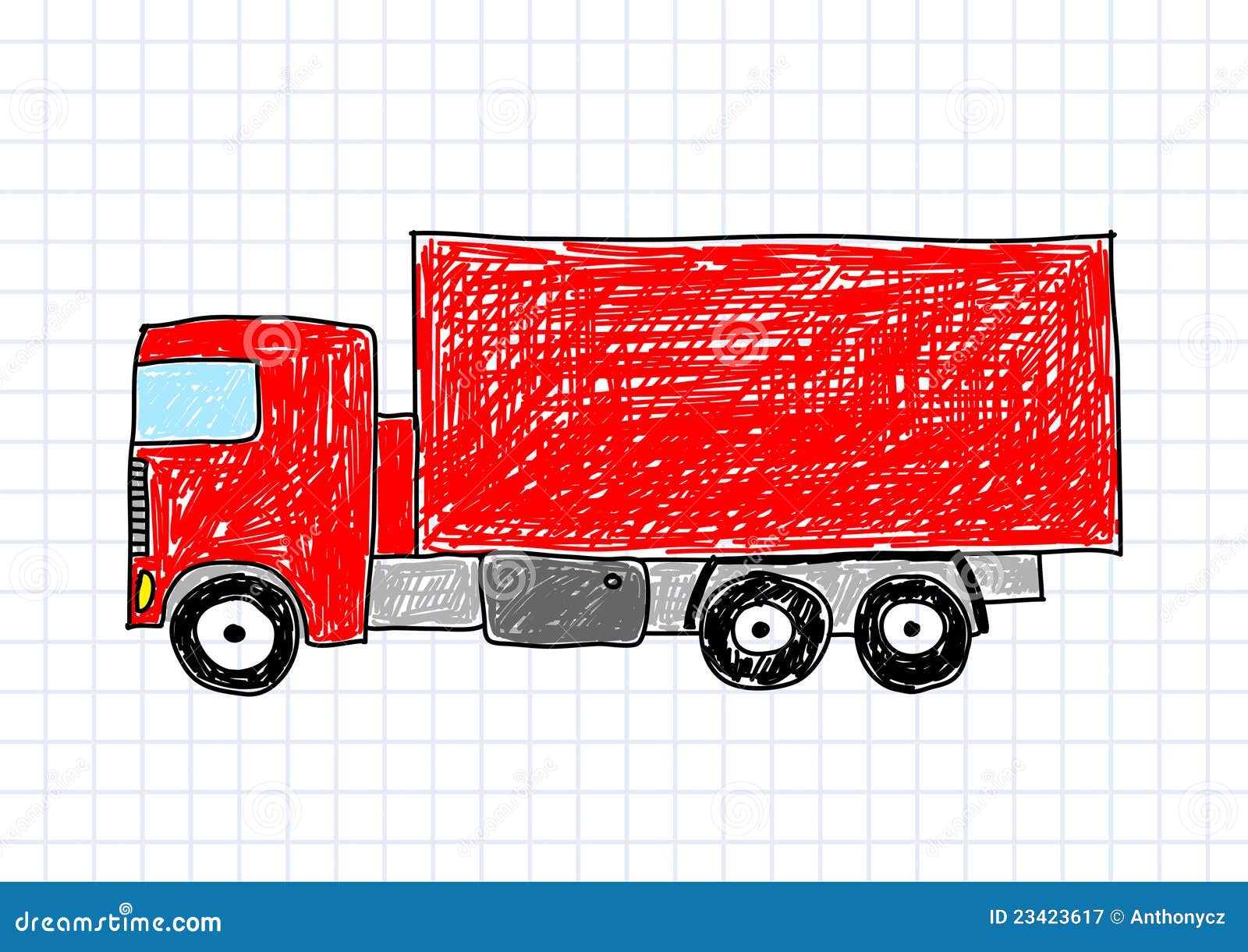 Drawing of red truck stock vector. Illustration of business - 23423617