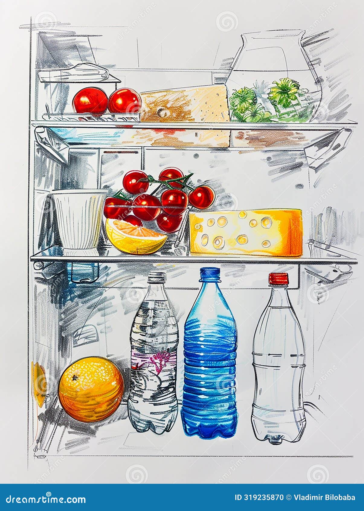 Refrigerator Filled with Various Foods Stock Illustration ...