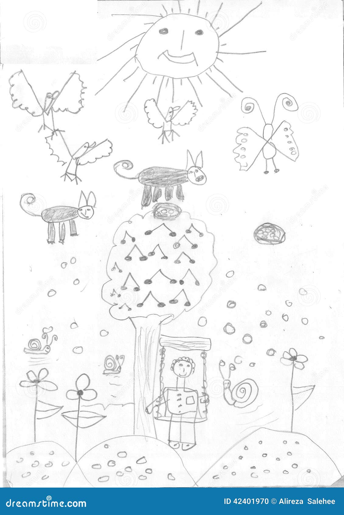 Drawing of a refugee girl. stock illustration. Illustration of drawing ...