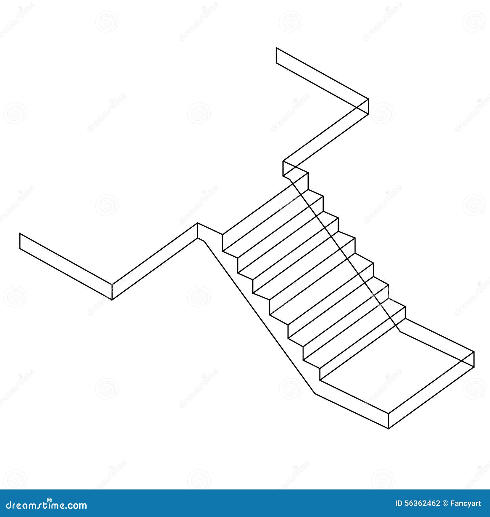 Drawing Of A Reinforced Cement Concrete Stair Vector Illustration ...
