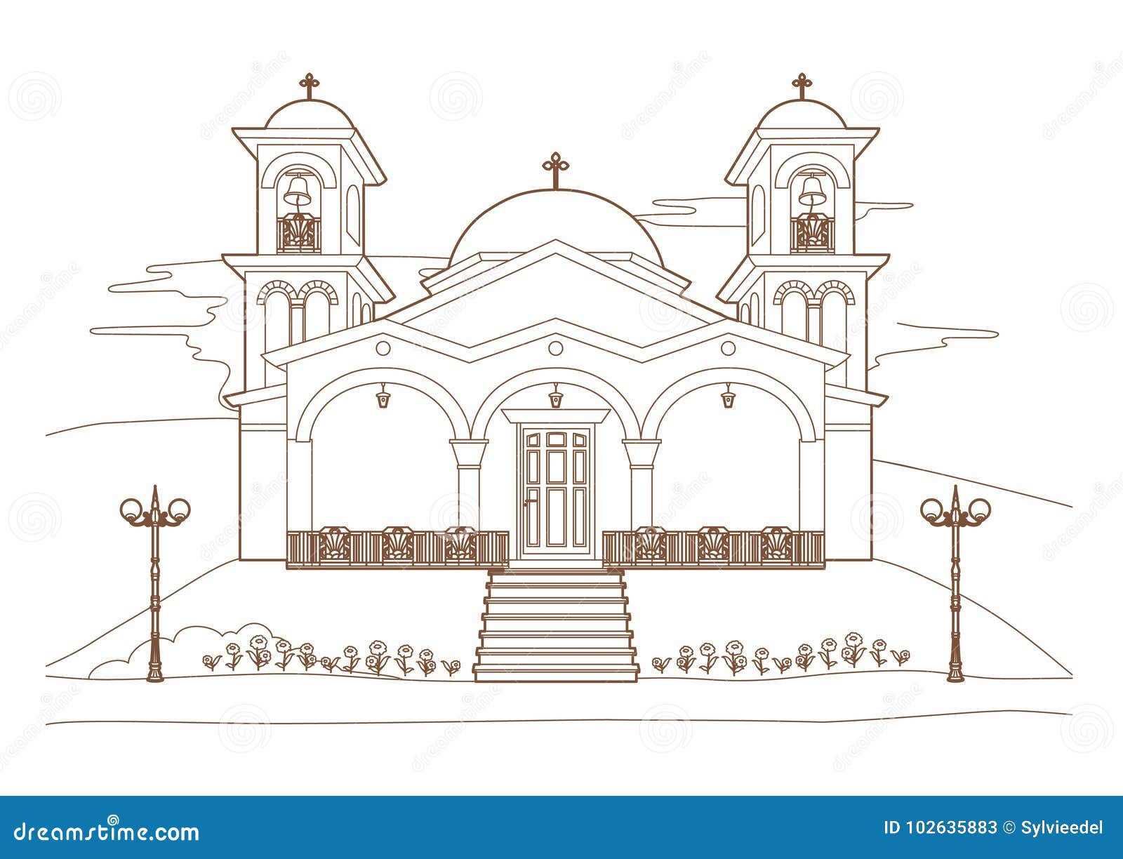 Drawing of a Religious Building Stock Vector - Illustration of church ...