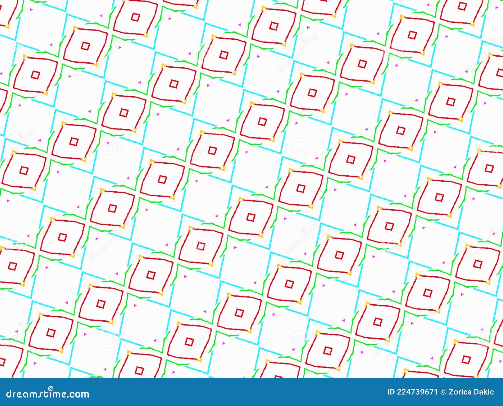 Drawing Repeating Turquoise Blue and Red Squares Stock Illustration ...