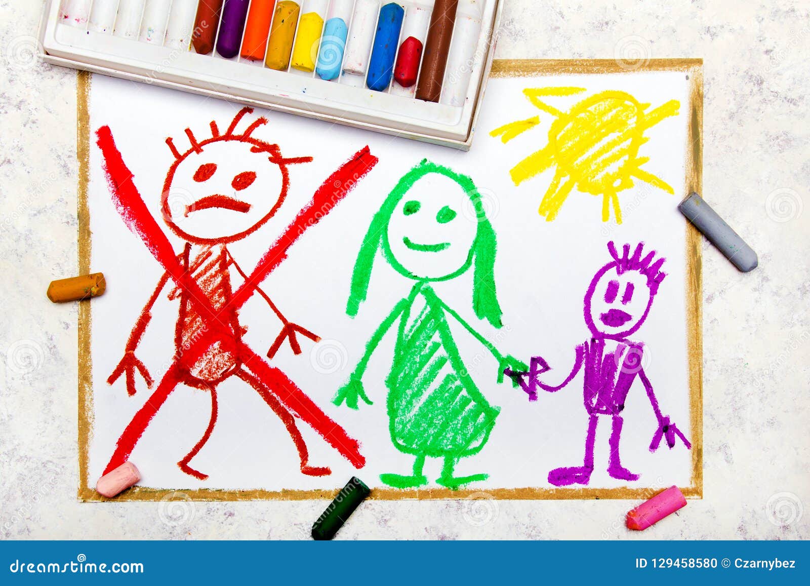 Drawing: Representation Of Marriage Break Up Or Divorce. Royalty-Free ...