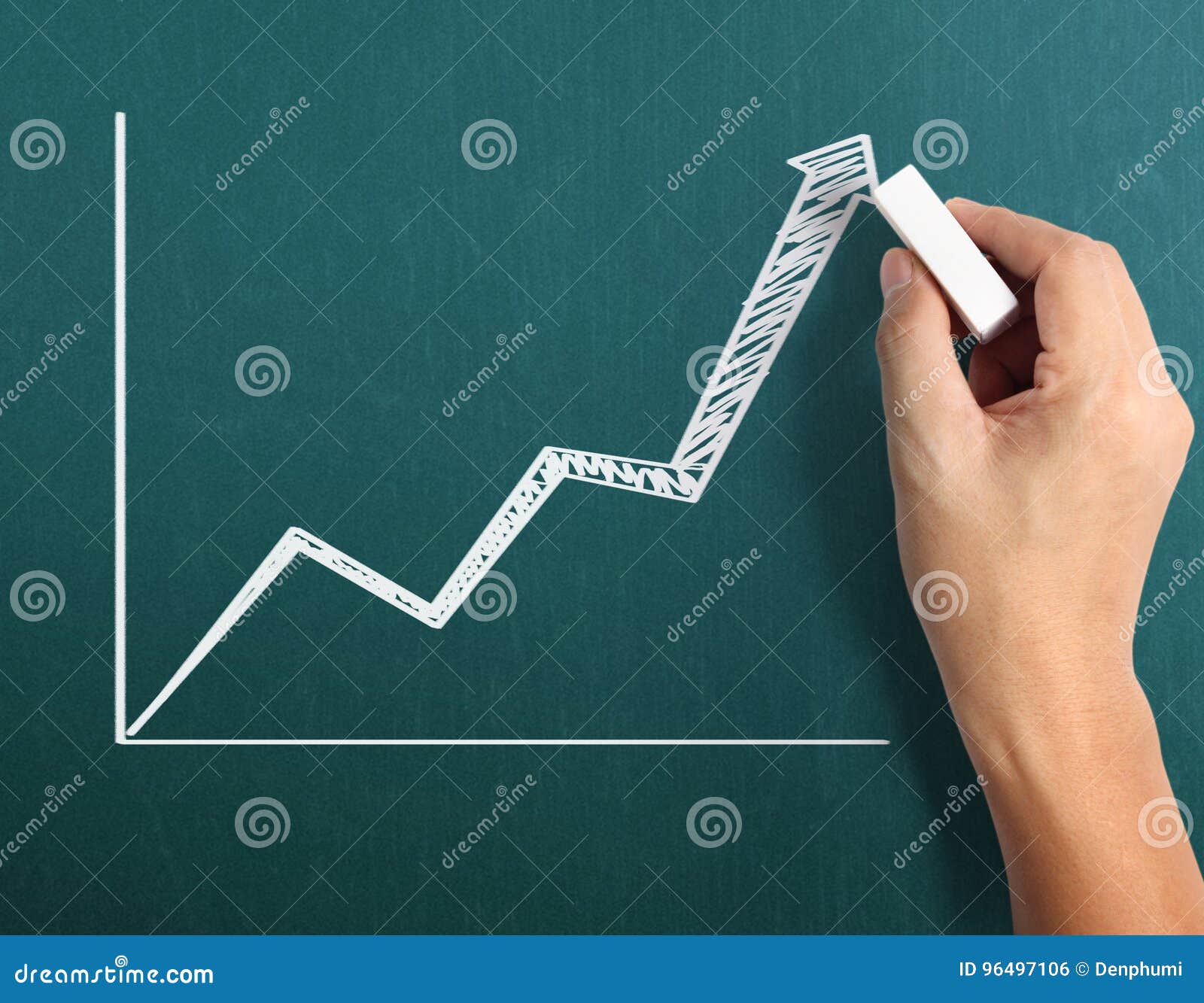 Drawing Results Graph with Chalk on Blackboard Stock Photo - Image of ...