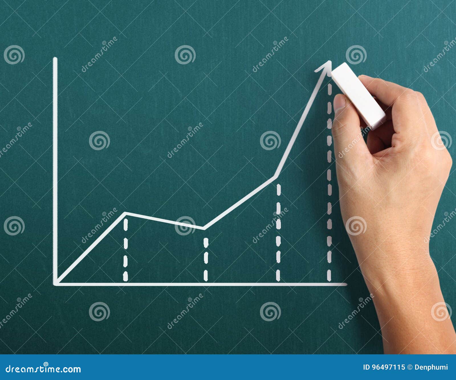 Drawing Results Graph with Chalk on Blackboard Stock Image - Image of ...