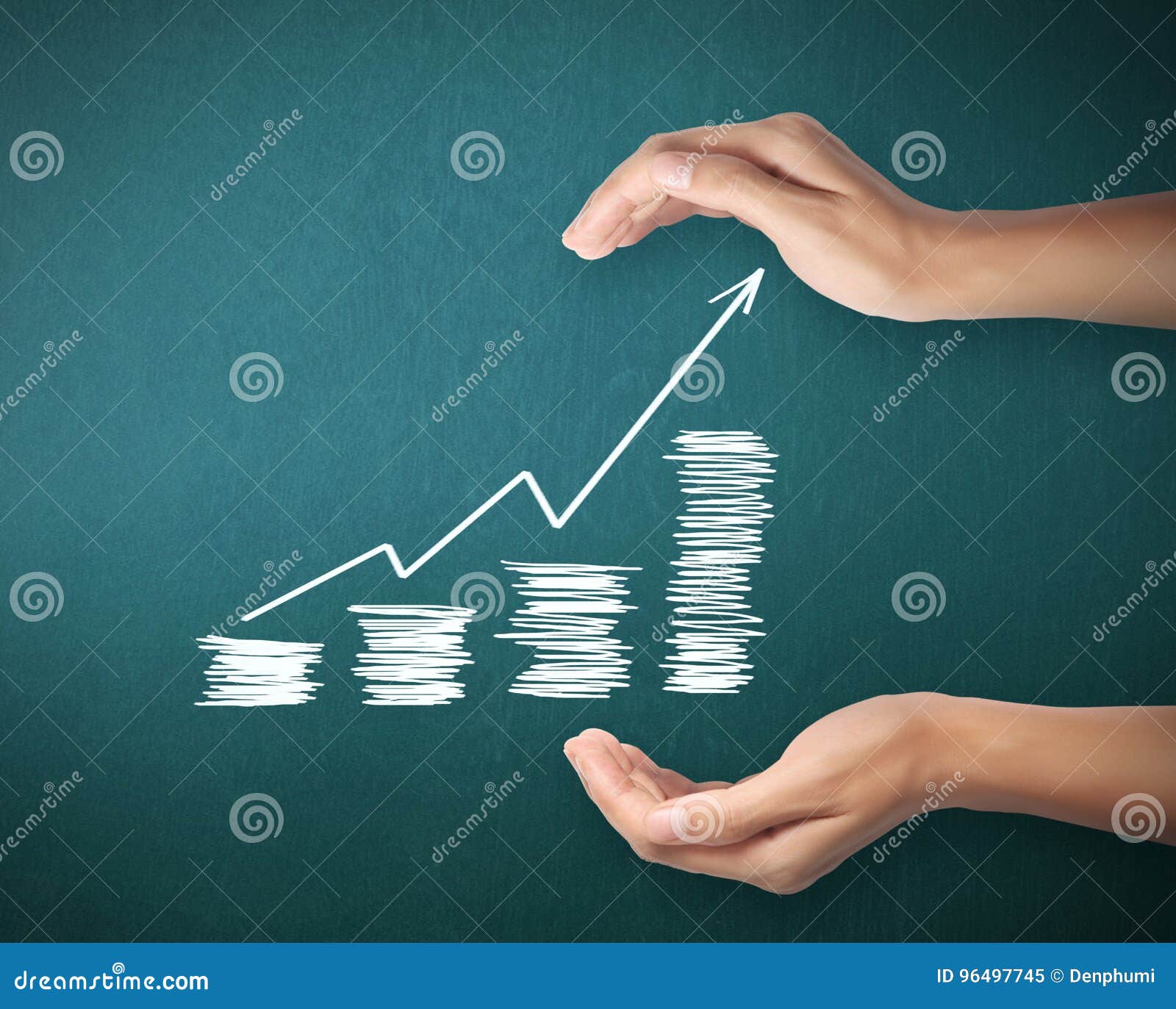 Drawing Results Graph with Chalk on Blackboard Stock Image - Image of ...