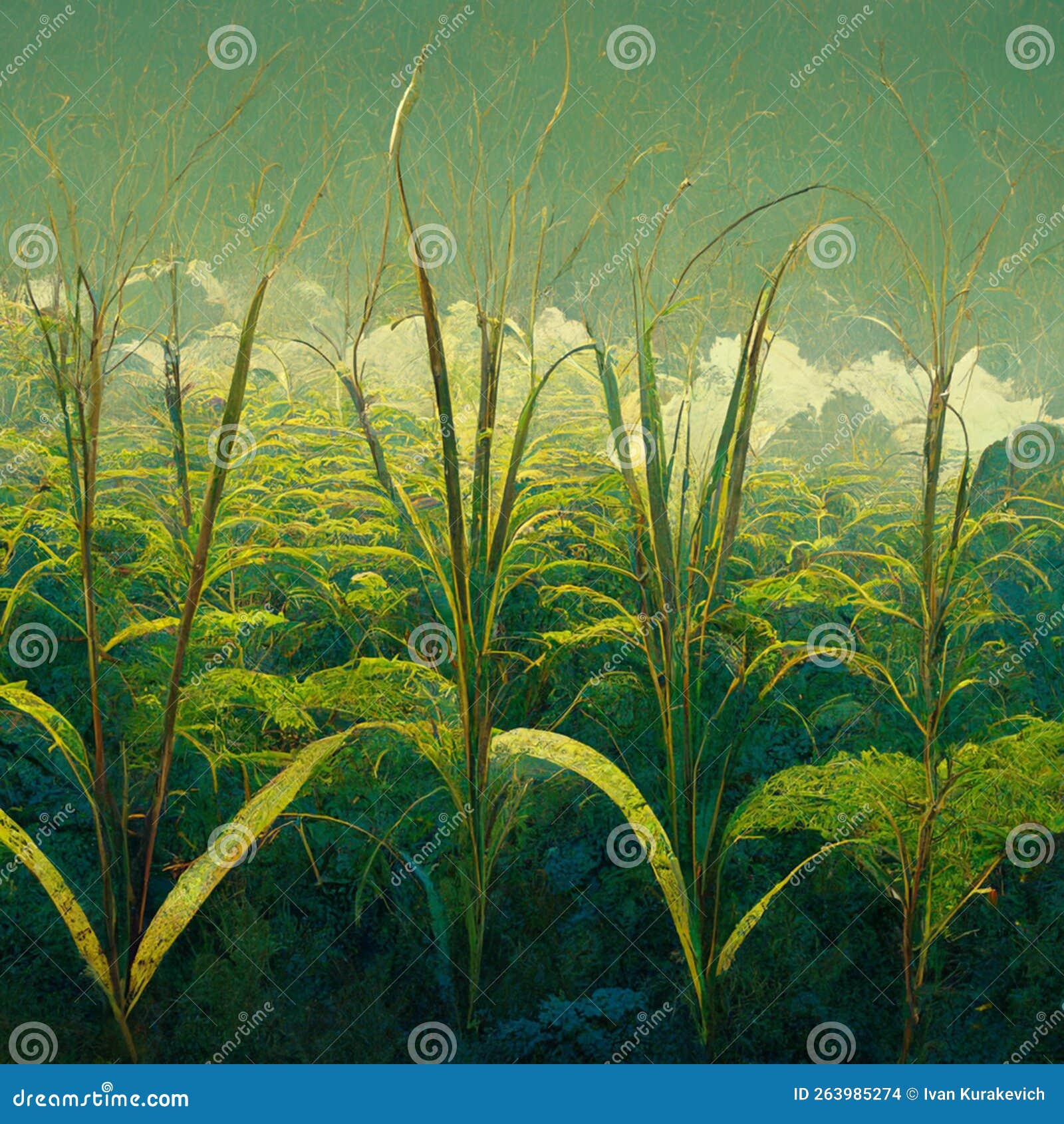 Drawing with Rice Plants. Rice Harvest Stock Illustration ...