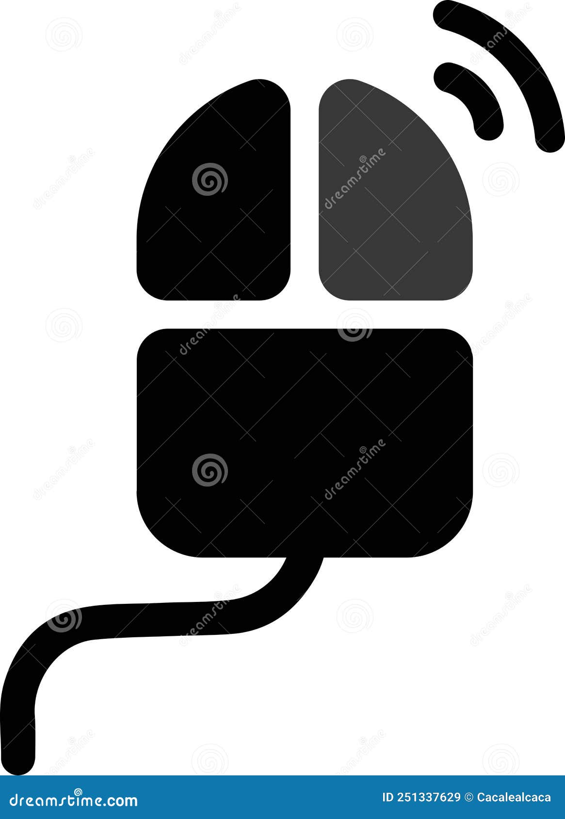 The Drawing of a Right-clicked Black Computer Mouse, a Hardware Input ...