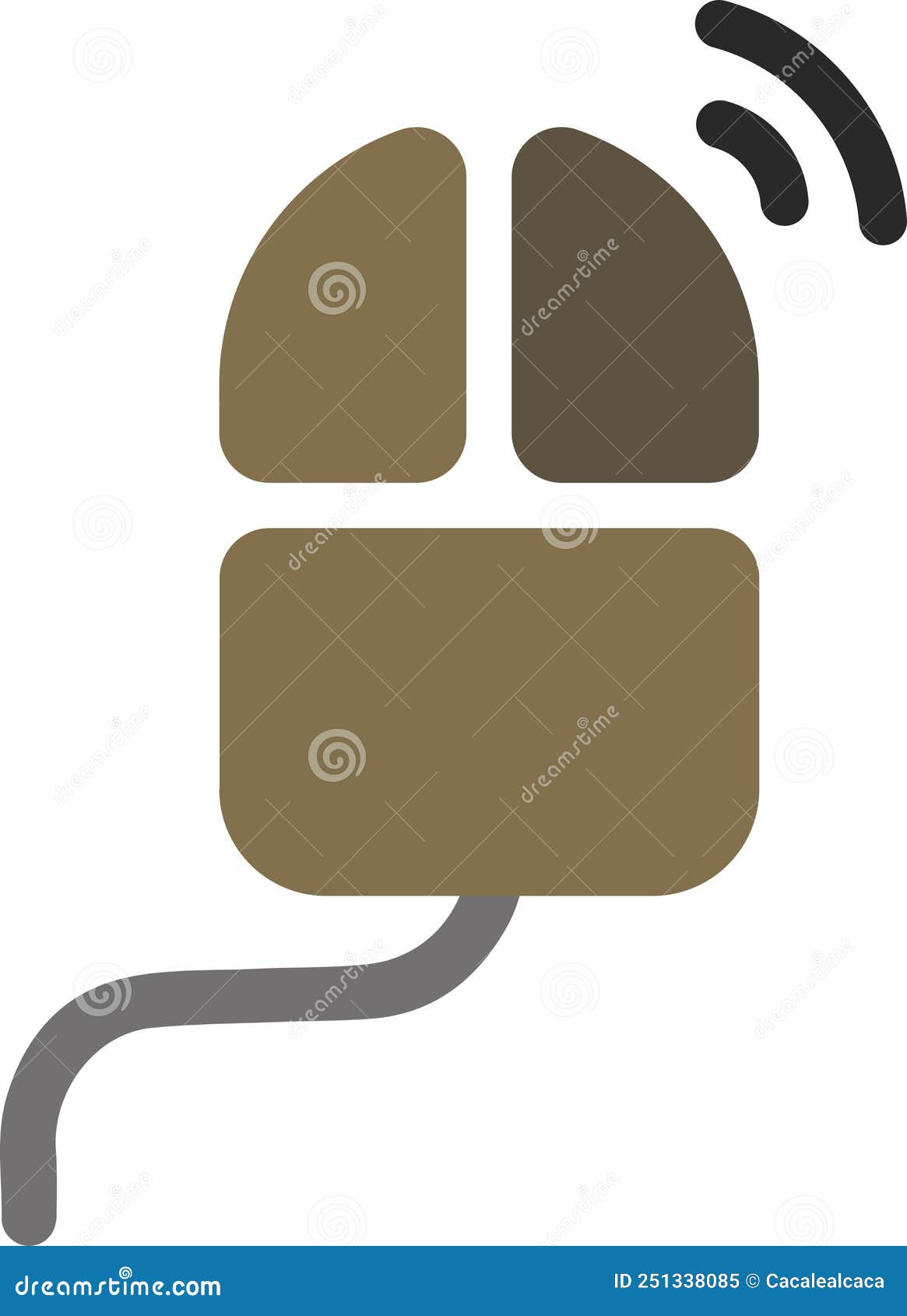 The Drawing of a Right-clicked Brown Computer Mouse, a Hardware Input ...