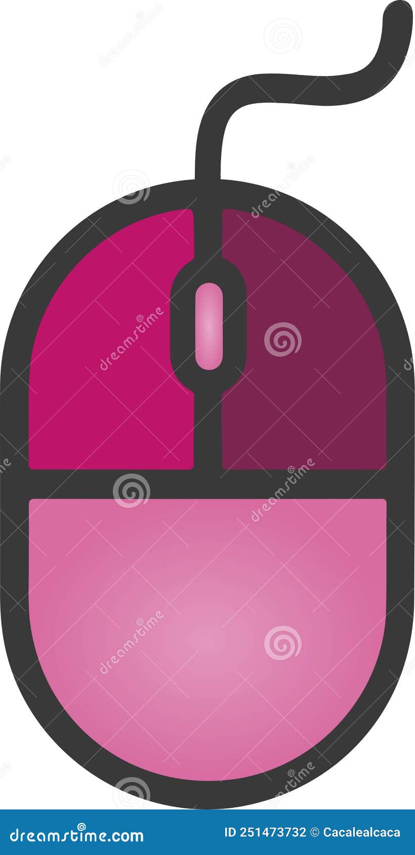 The Drawing of a Right-clicked Pink Computer Mouse, a Hardware Input ...