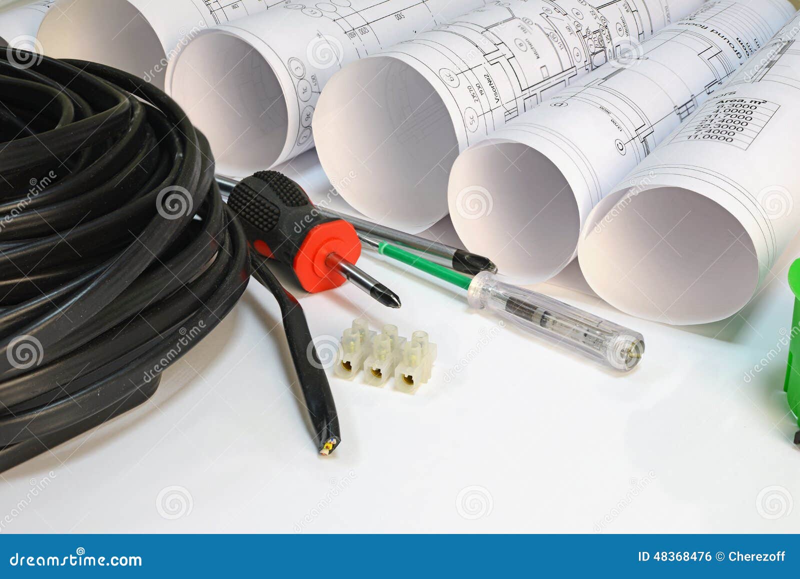 Drawing Rolls, Electrical Hardware Tools and Stock Photo - Image of ...