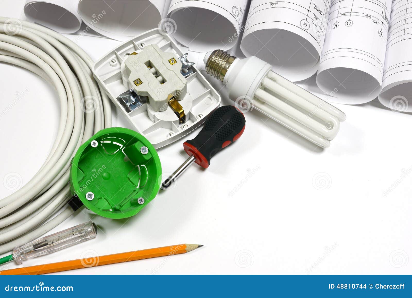 Drawing Rolls, Electrical Hardware Tools and Stock Photo - Image of ...