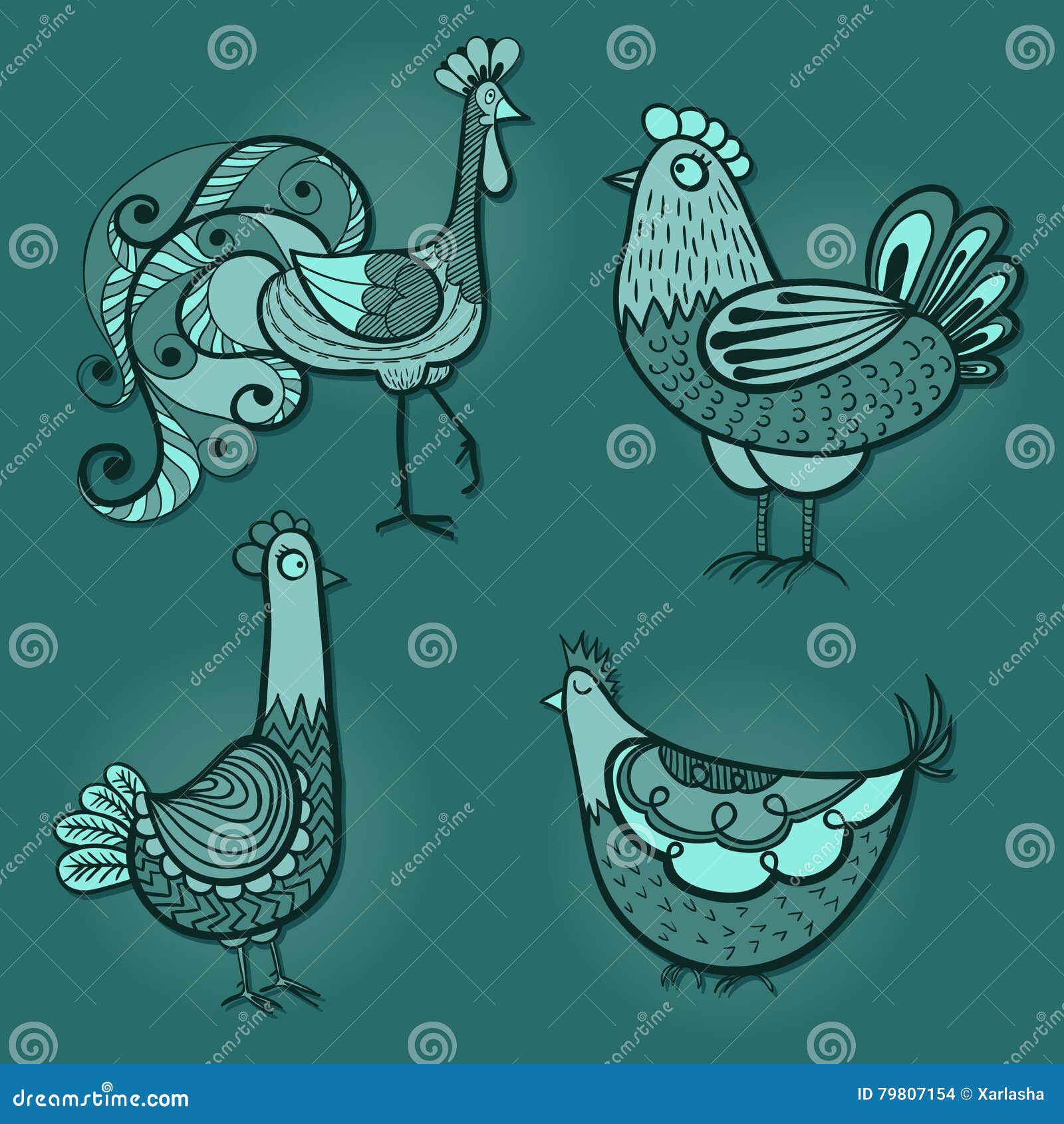 Three Chickens Vector Illustration | CartoonDealer.com #30239180