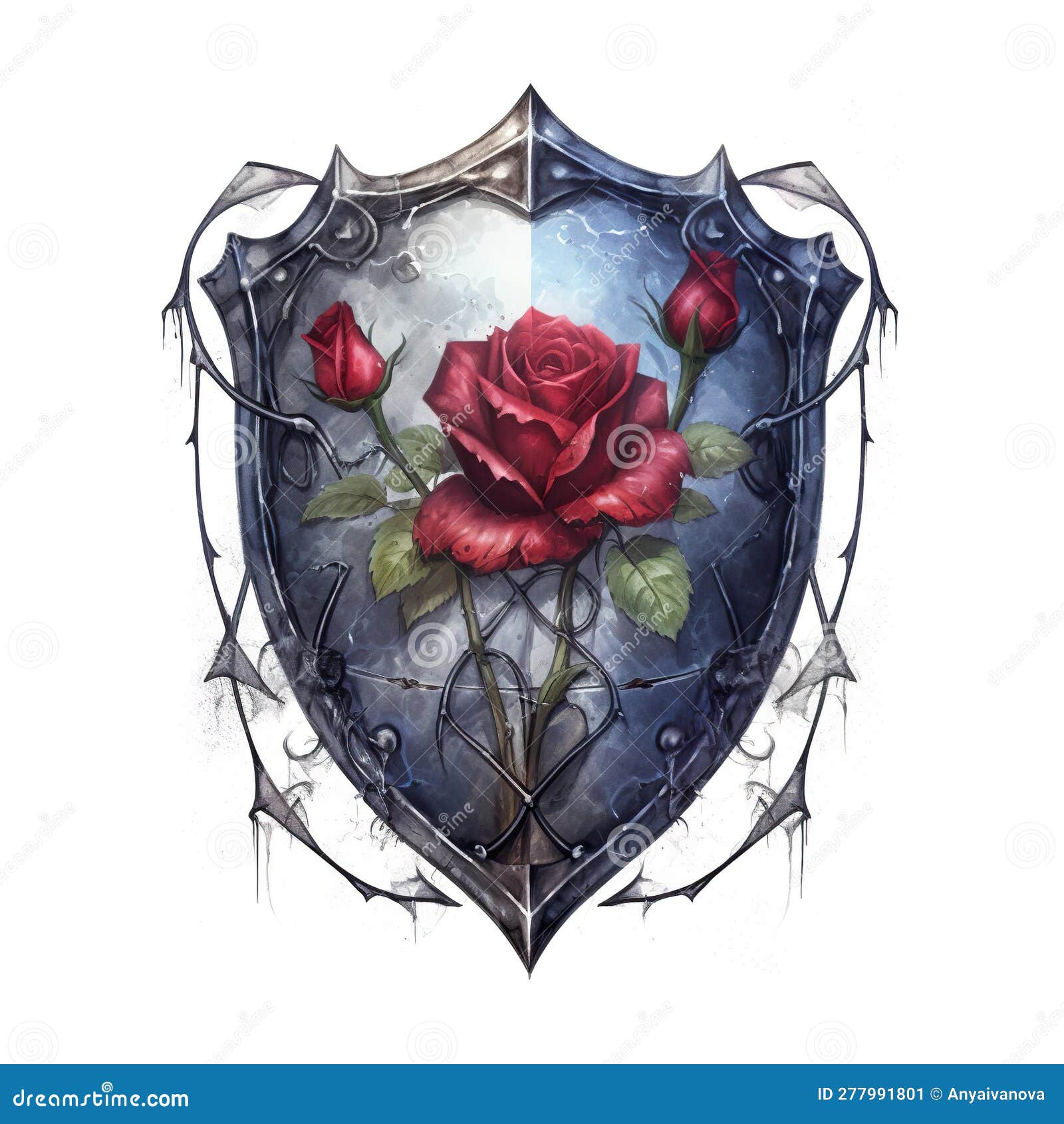 A Drawing of a Rose on a Shield. Generative AI Image. Stock ...