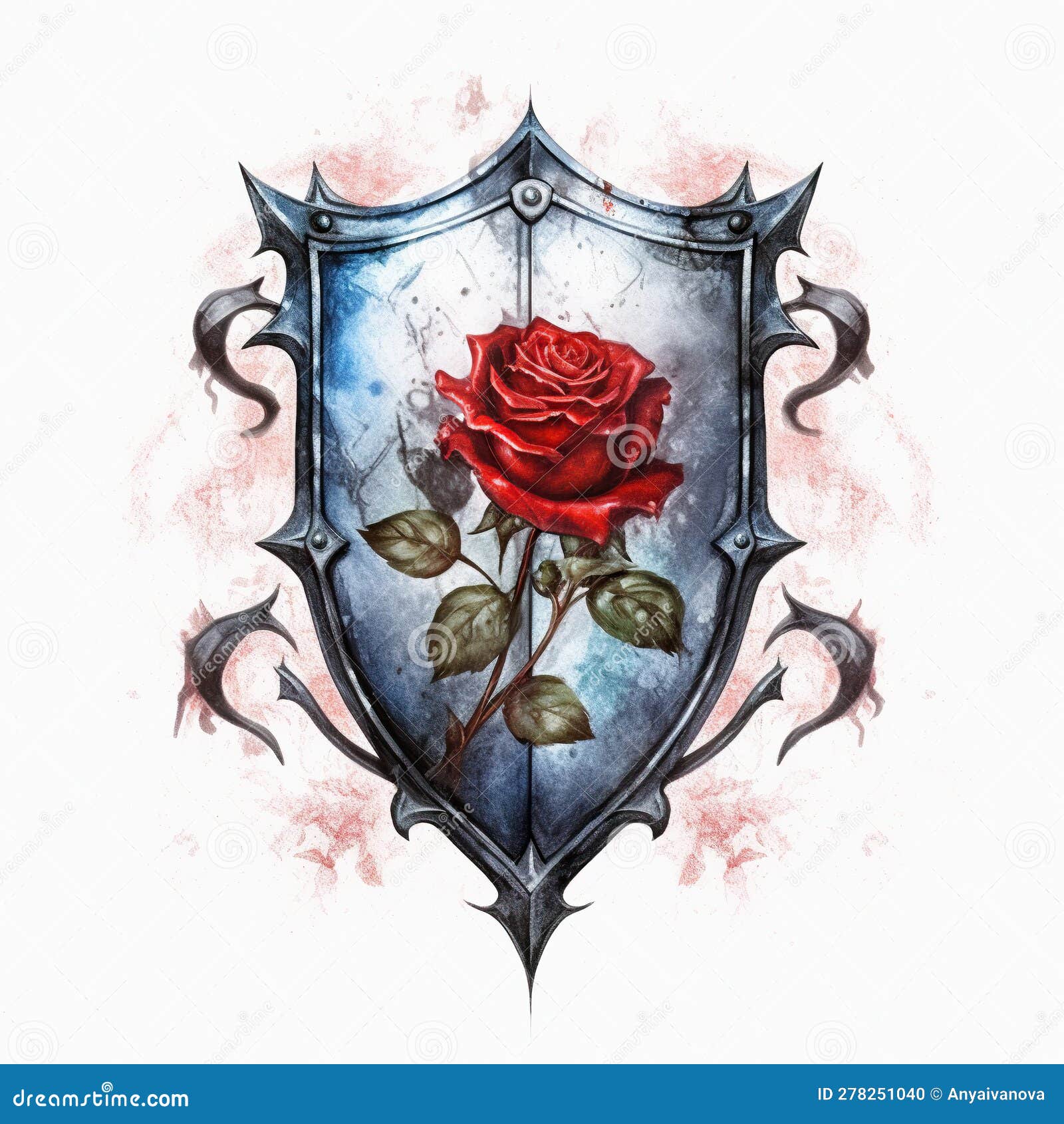 A Drawing of a Rose on a Shield. Generative AI Image. Stock ...