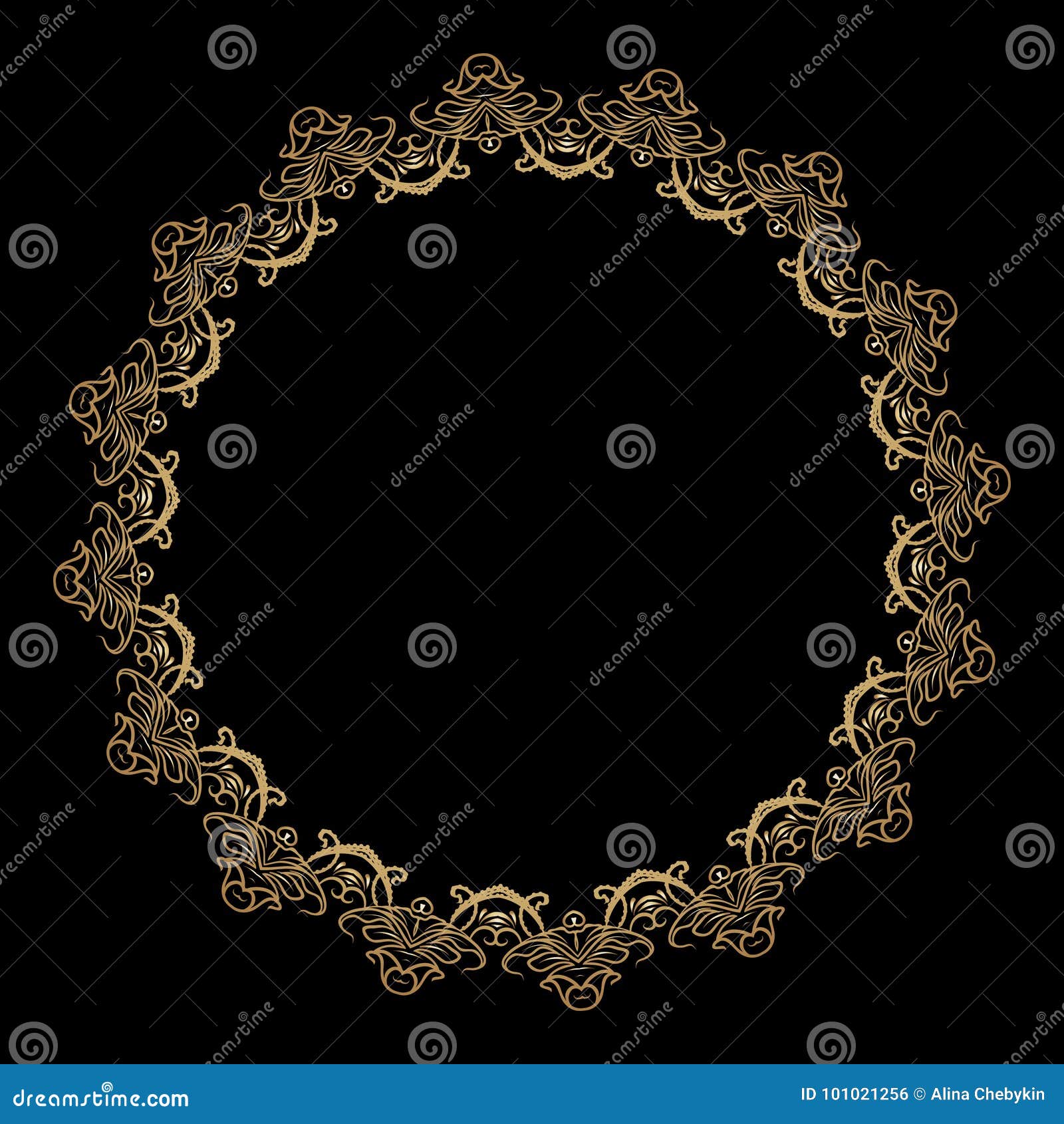 Round gold gradient frame stock vector. Illustration of ornament ...