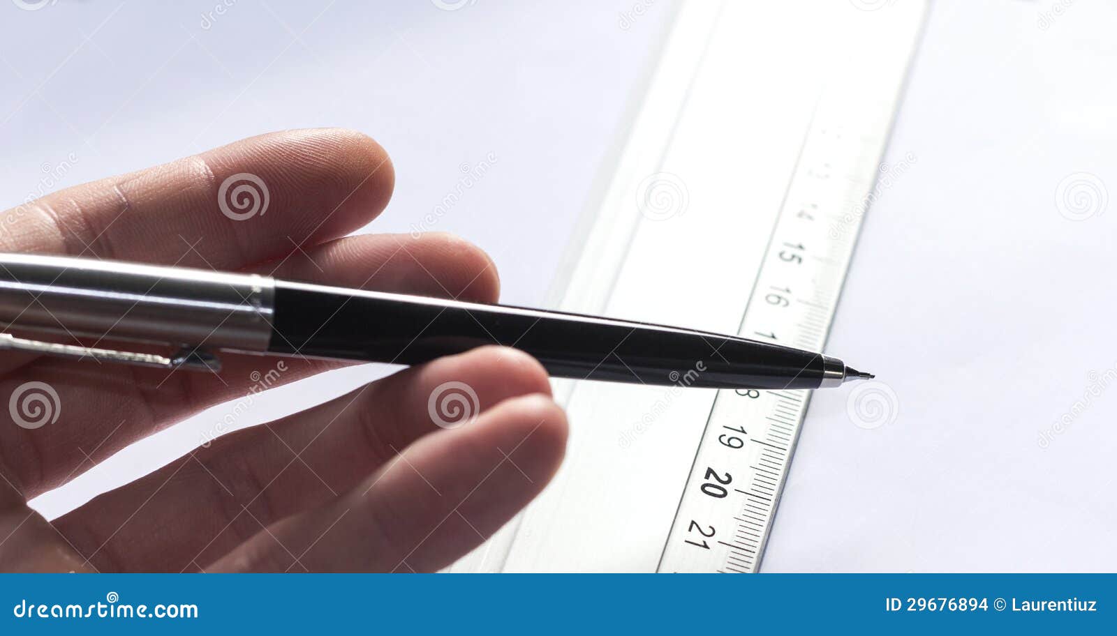 Drawing by a Ruler with Hand Stock Photo - Image of evaluate, body ...