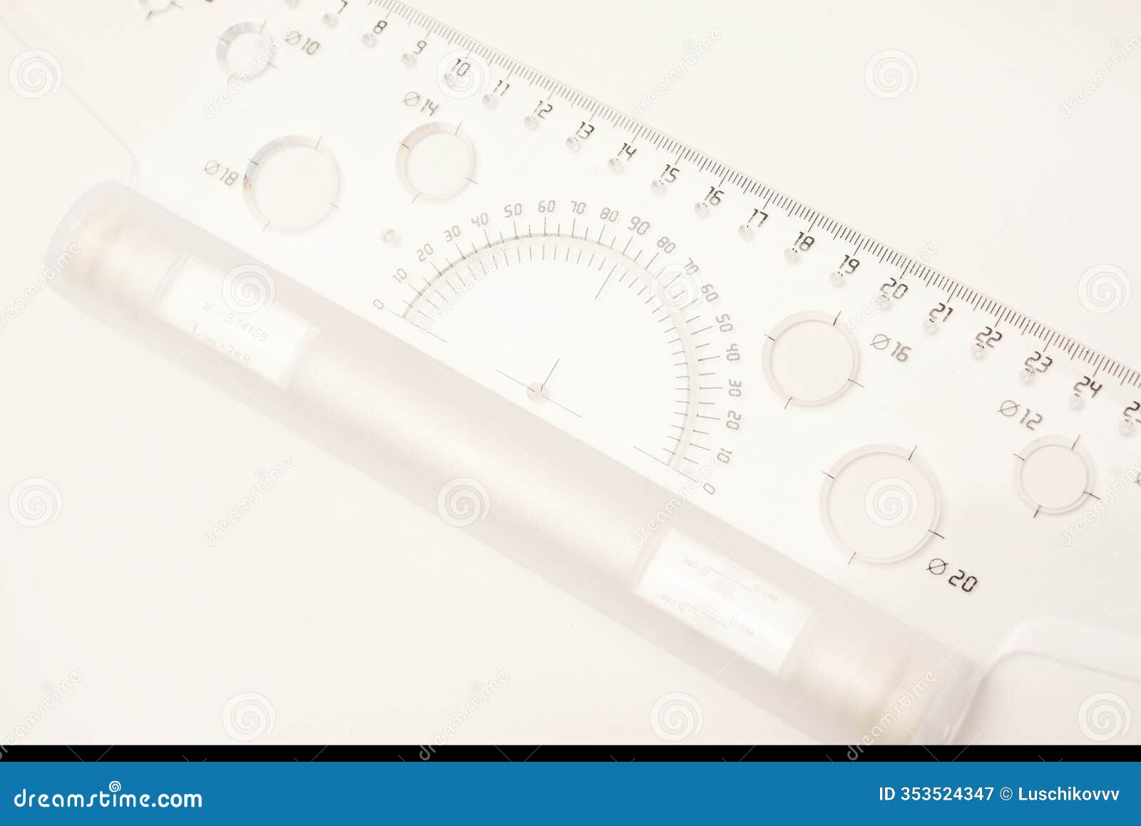 A Drawing Ruler with a Roller. a Drawing Tool Stock Image - Image of ...