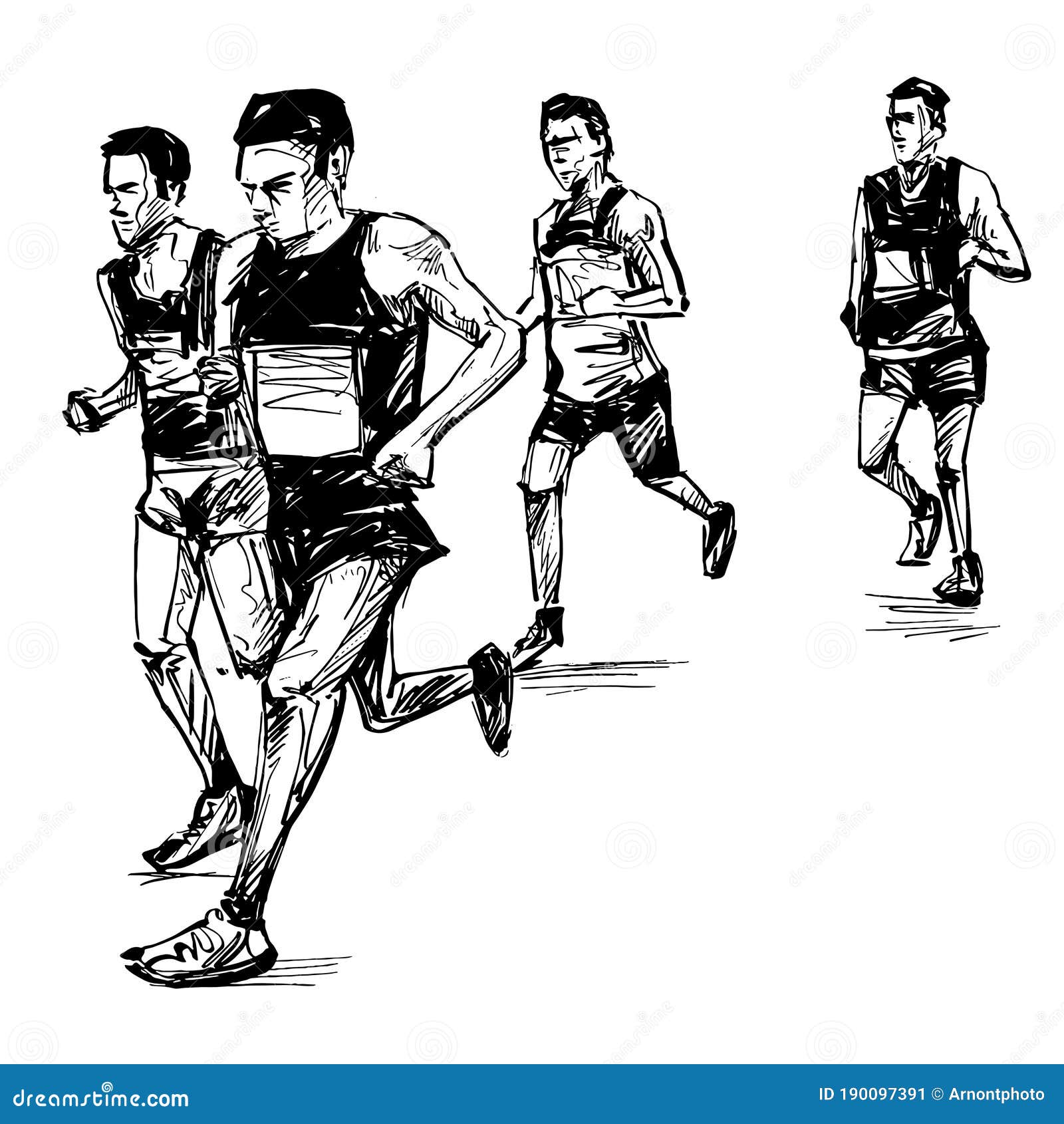 Drawing of the Running Competition Stock Vector - Illustration of group ...