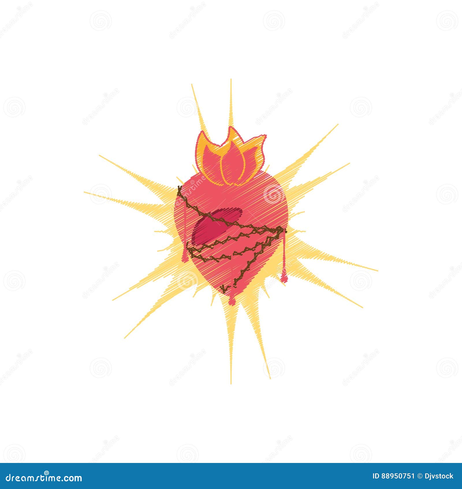 Drawing Sacred Heart Jesus Blessed Stock Illustration - Illustration of ...