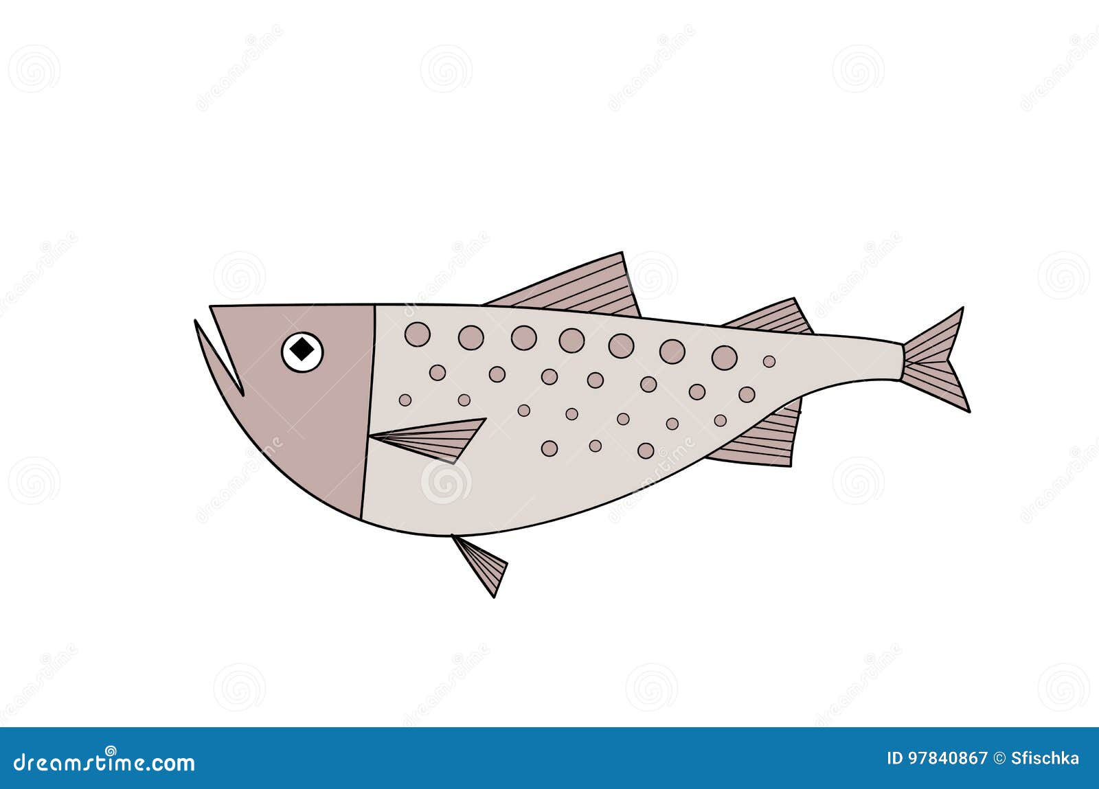 Drawing of a Salmon Ink with Colored Spots Stock Illustration ...