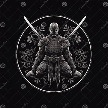 A Drawing of a Samurai with Two Swords Stock Illustration ...