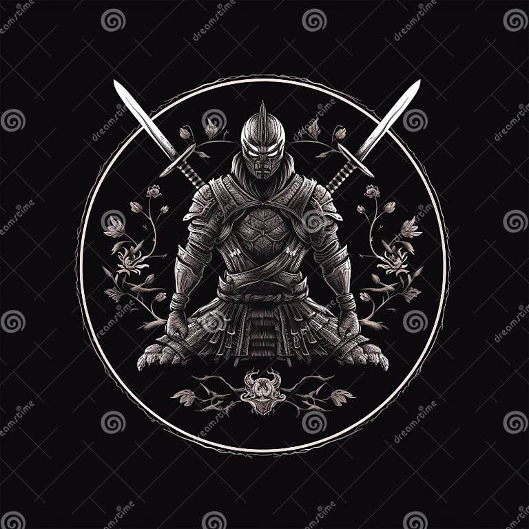 A Drawing of a Samurai with Two Swords Stock Illustration ...