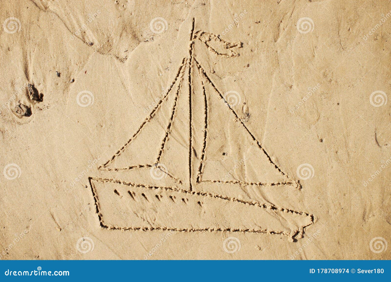 Drawing on the sandy shore stock photo. Image of sketching - 178708974