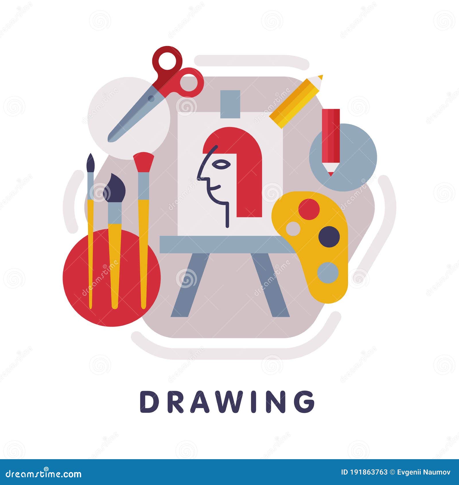Drawing School Subject Icon, Education and Science Discipline with ...