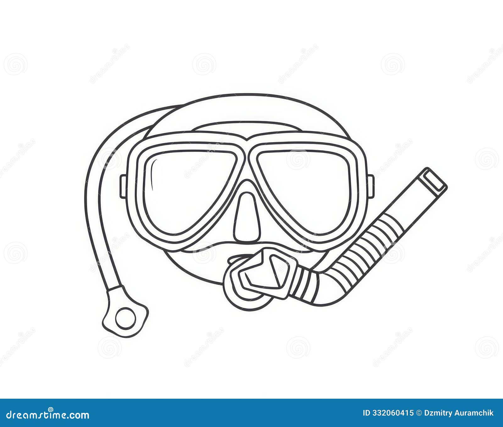 Drawing of a Scuba Diver Mask with a Continuous Outline. Editable ...